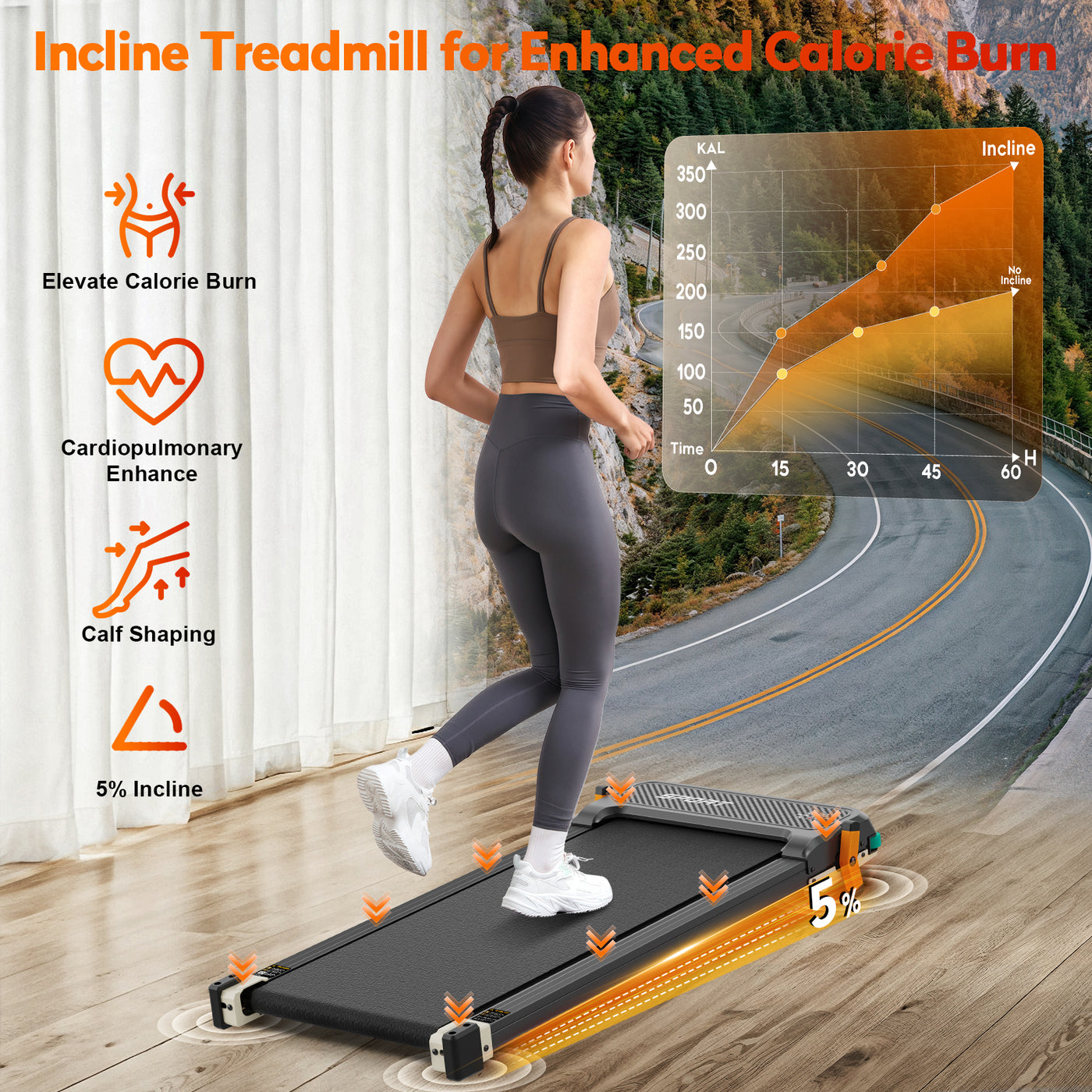 Akluer 520A-A 2-in-1 Foot Massage Under Desk Treadmill,Incline, Remote